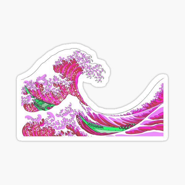 "Pink Japanese Wave" Sticker for Sale by emiface | Redbubble