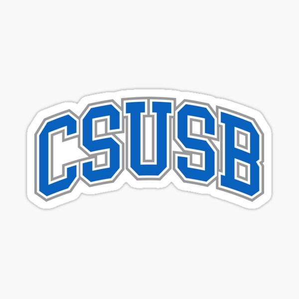 "csusb - college font curved" Sticker by scollegestuff | Redbubble