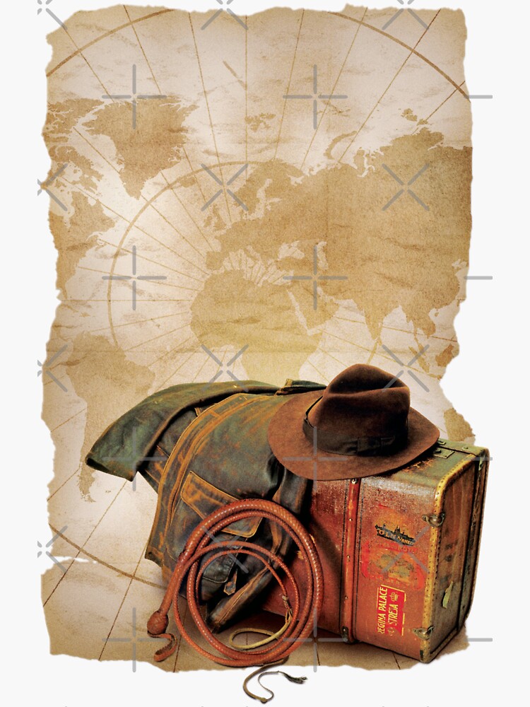 "Indiana Jones Map with Props" Sticker for Sale by Edumj | Redbubble
