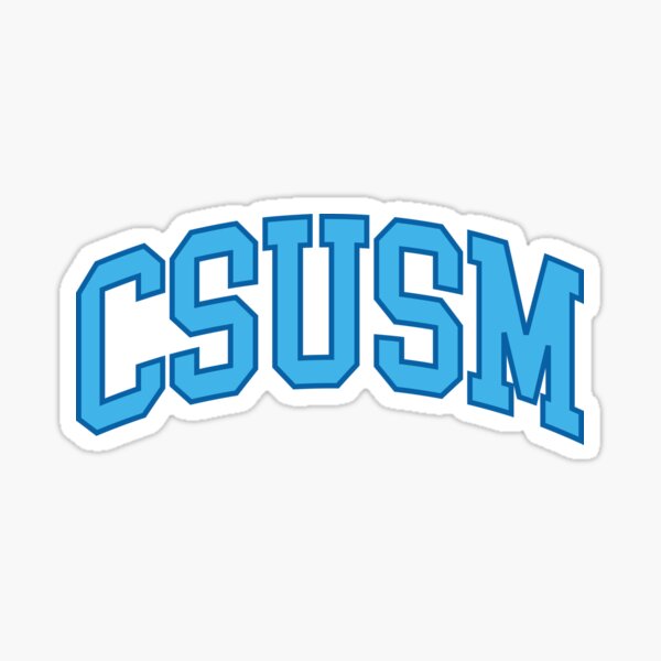 "csusm - college font curved" Sticker for Sale by scollegestuff | Redbubble