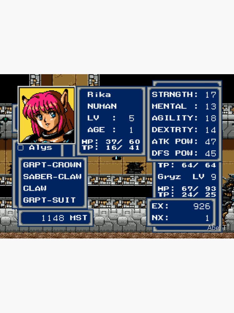 "Classic Phantasy Star IV Rika Stats" Sticker for Sale by Tark-Abelard ...