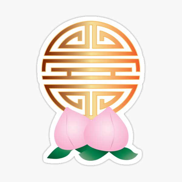 Pegatina «Símbolo de longevidad chino con melocotones Ilustración» de ...