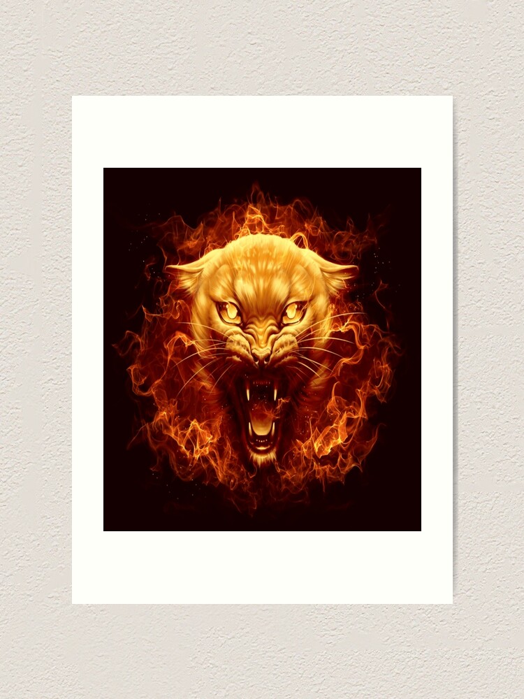 "Fire cat head " Art Print for Sale by Art-Store-Anime | Redbubble