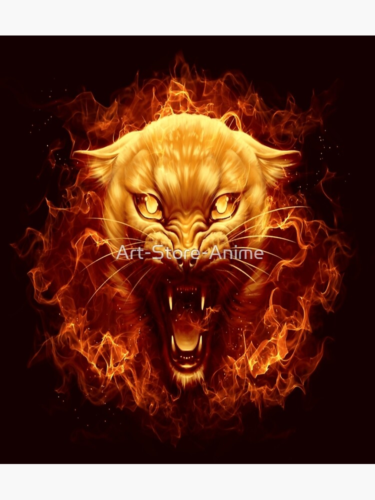 "Fire cat head " Poster for Sale by Art-Store-Anime | Redbubble