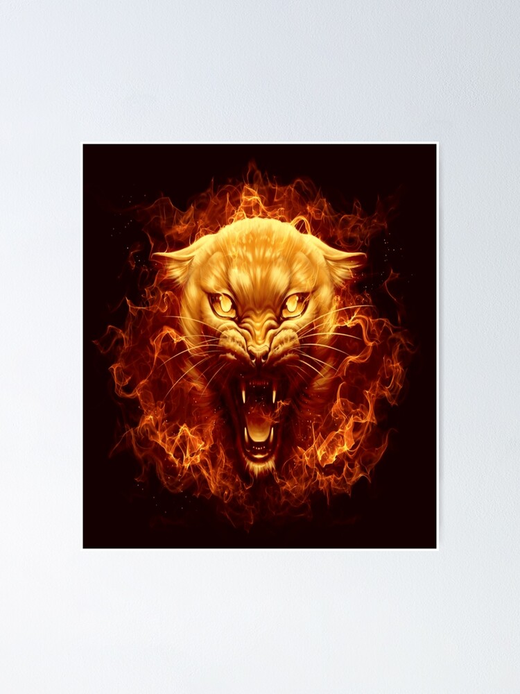 "Fire cat head " Poster for Sale by Art-Store-Anime | Redbubble