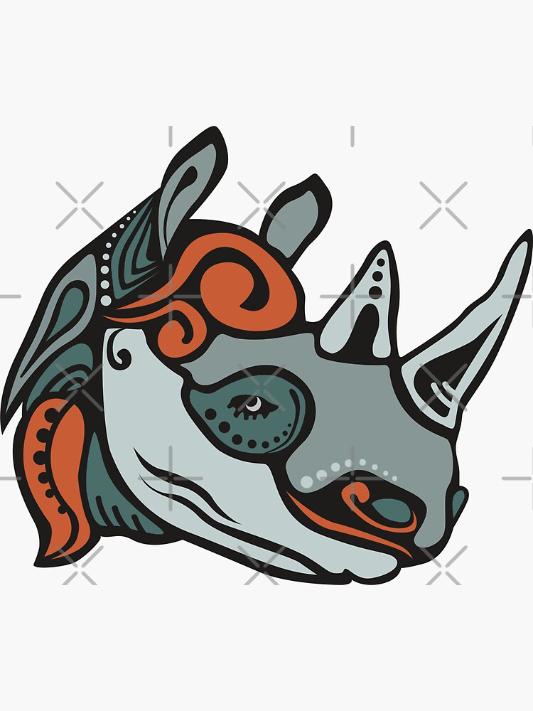 "Rhino" Sticker for Sale by Krapka | Redbubble