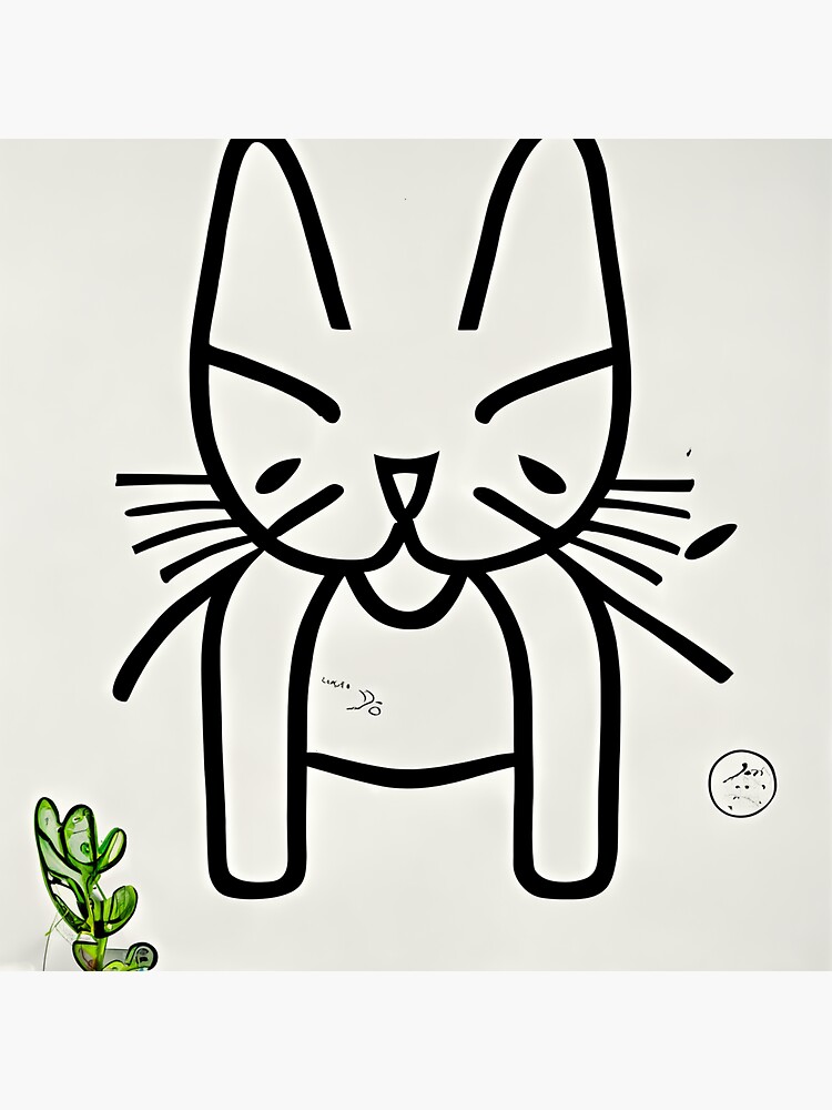 "Cute Cat Line Art" Sticker for Sale by Planting- | Redbubble