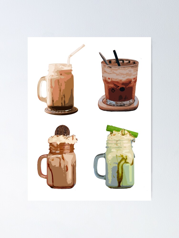 "Iced coffee and frappe cute sticker pack" Poster for Sale by ...