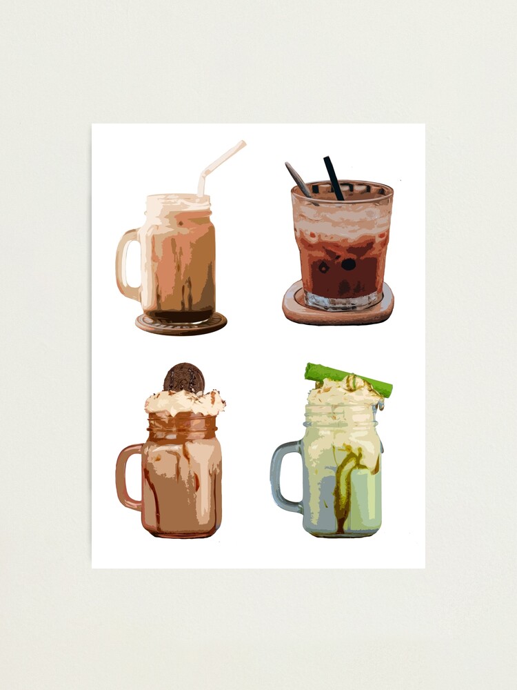 "Iced coffee and frappe cute sticker pack" Photographic Print for Sale ...