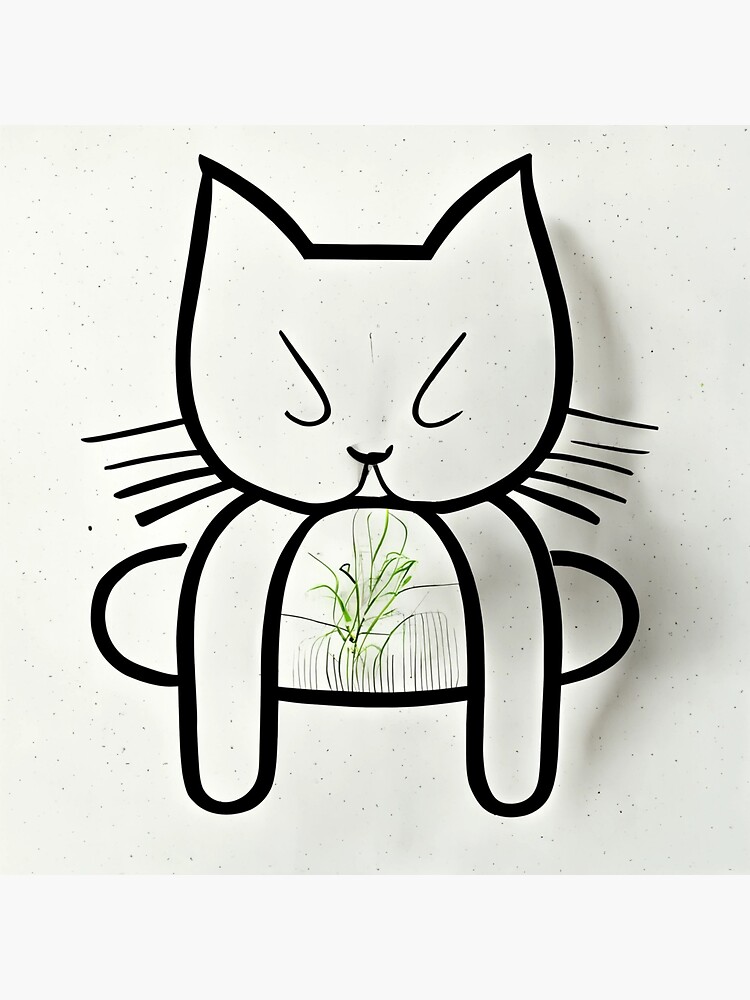 "Meditating Cat Line Art" Sticker for Sale by Planting- | Redbubble