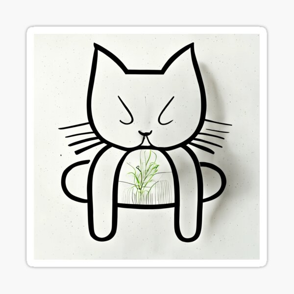"Meditating Cat Line Art" Sticker for Sale by Planting- | Redbubble