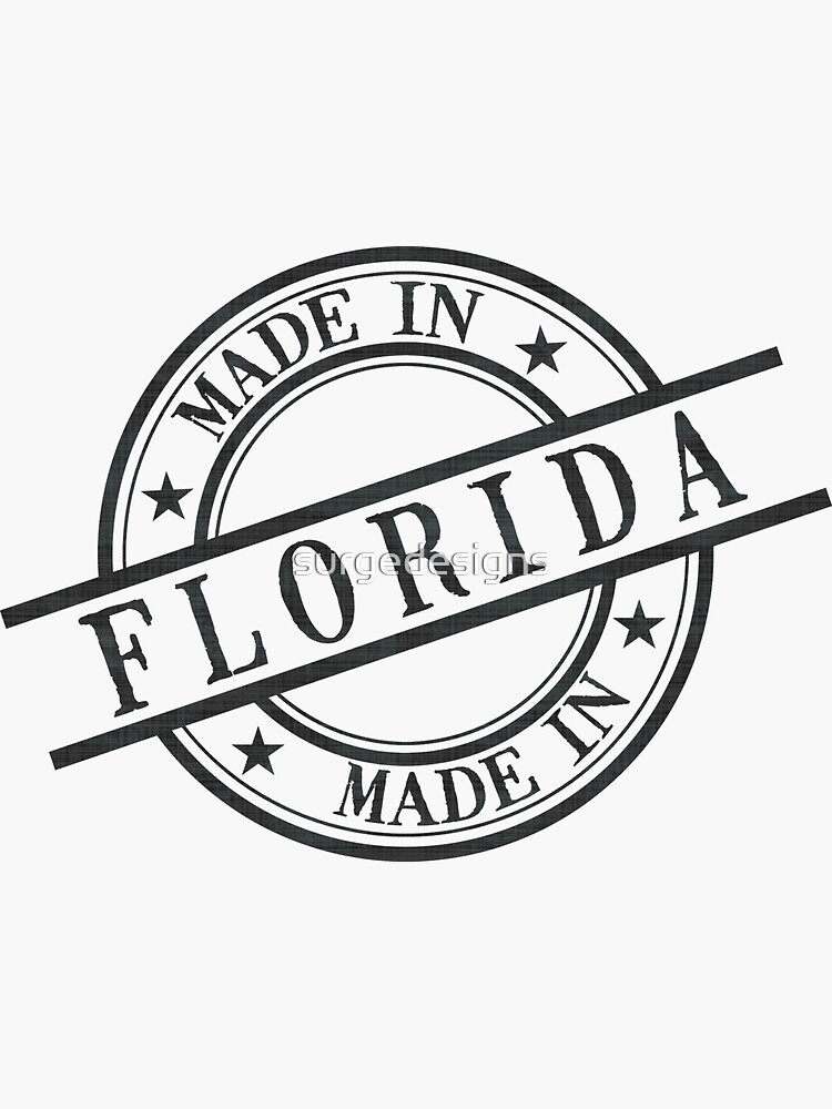 "Made In Florida Stamp Style Logo Symbol Black" Sticker by surgedesigns ...