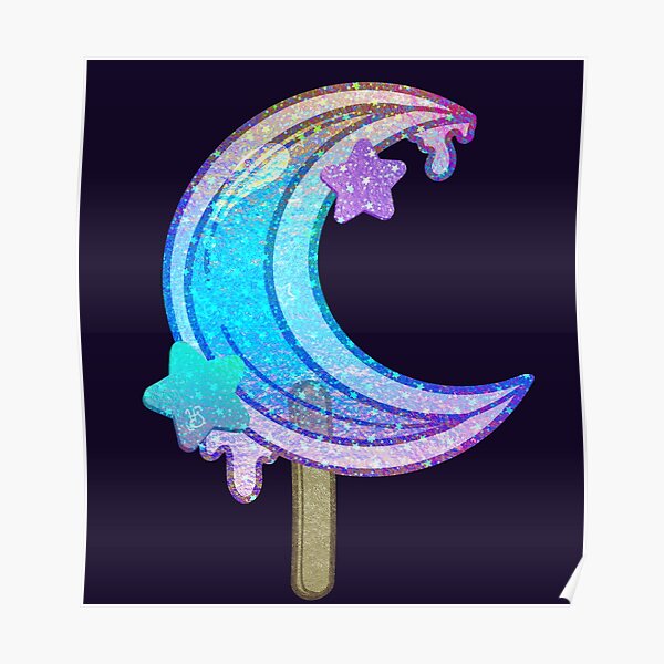 "Holographic Moon Popsicle" Poster for Sale by heysoleilart | Redbubble