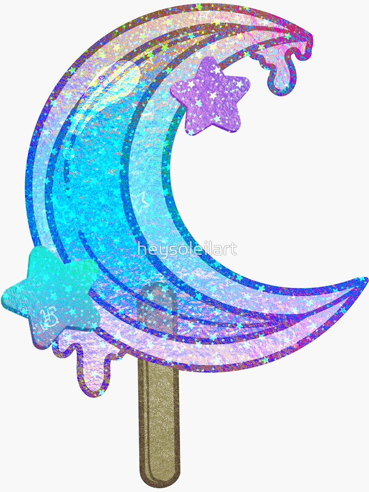 "Holographic Moon Popsicle" Sticker for Sale by heysoleilart | Redbubble