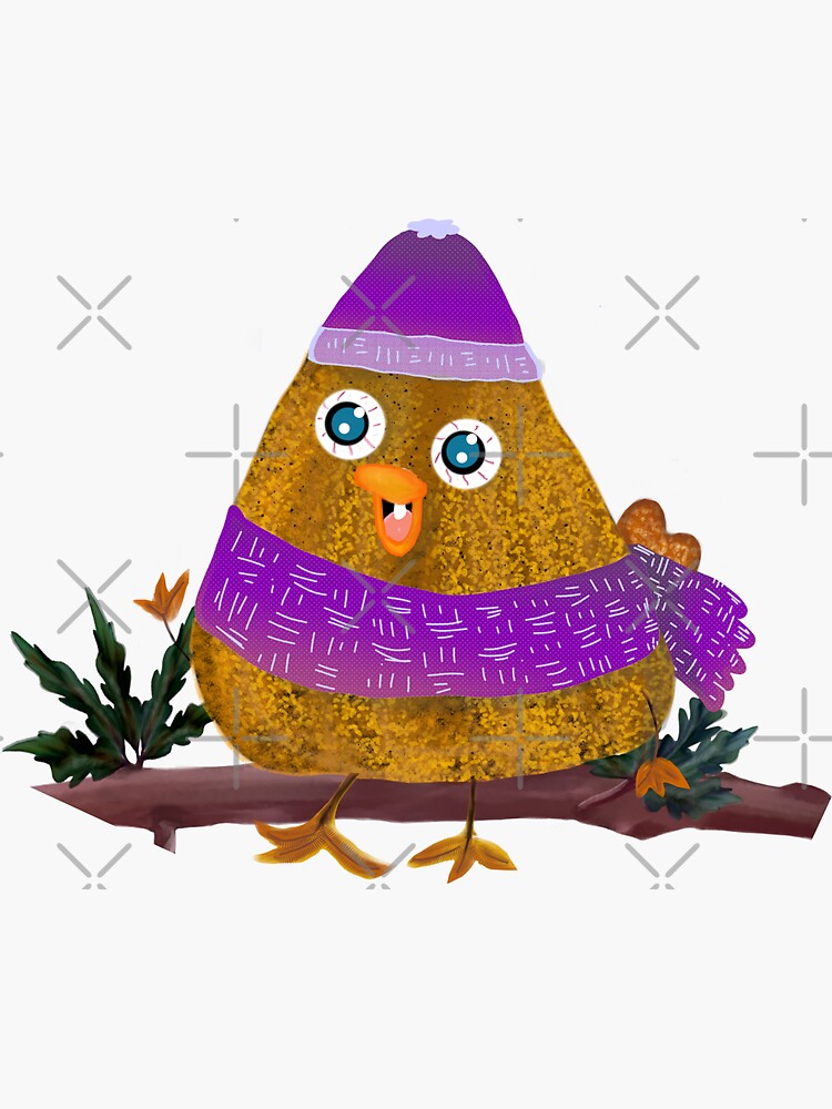 "Mustard And Purple Textured Bird" Sticker for Sale by YesArtStudios ...