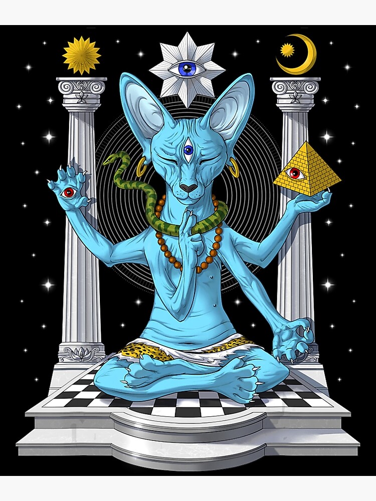 "Sphynx Cat Shiva Psychedelic Hairless Cat Hindu God Zen" Art Print for ...
