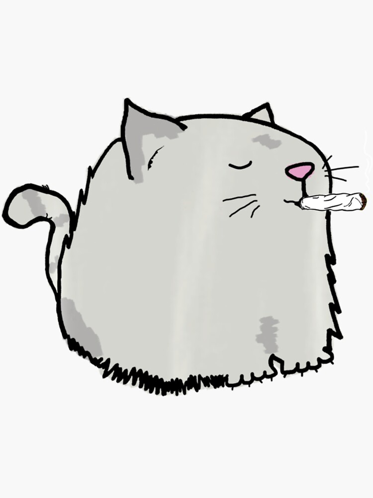 Pegatina «Stoner gato de dibujos animados fumando hierba conjunta ...