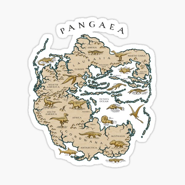 "Map Of The Supercontinent Pangaea 73" Sticker for Sale by ...