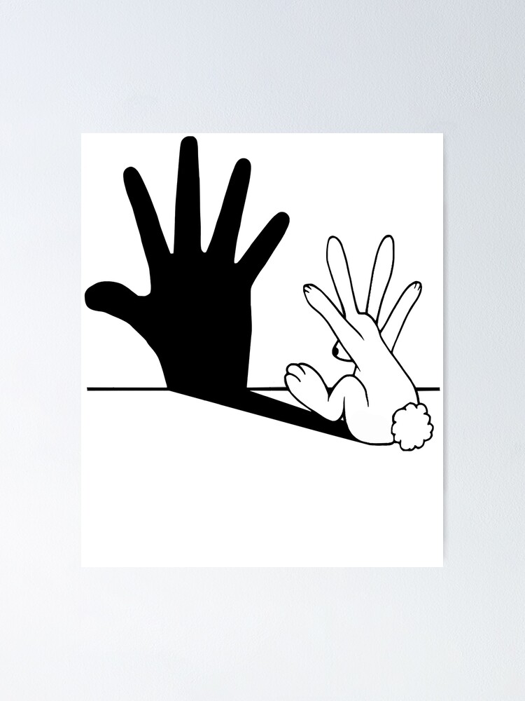 "Rabbit Hand Shadow Meme schwarz und weiß" Poster von WesleyBarnhill ...