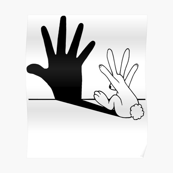 "Rabbit Hand Shadow Meme schwarz und weiß" Poster von WesleyBarnhill ...