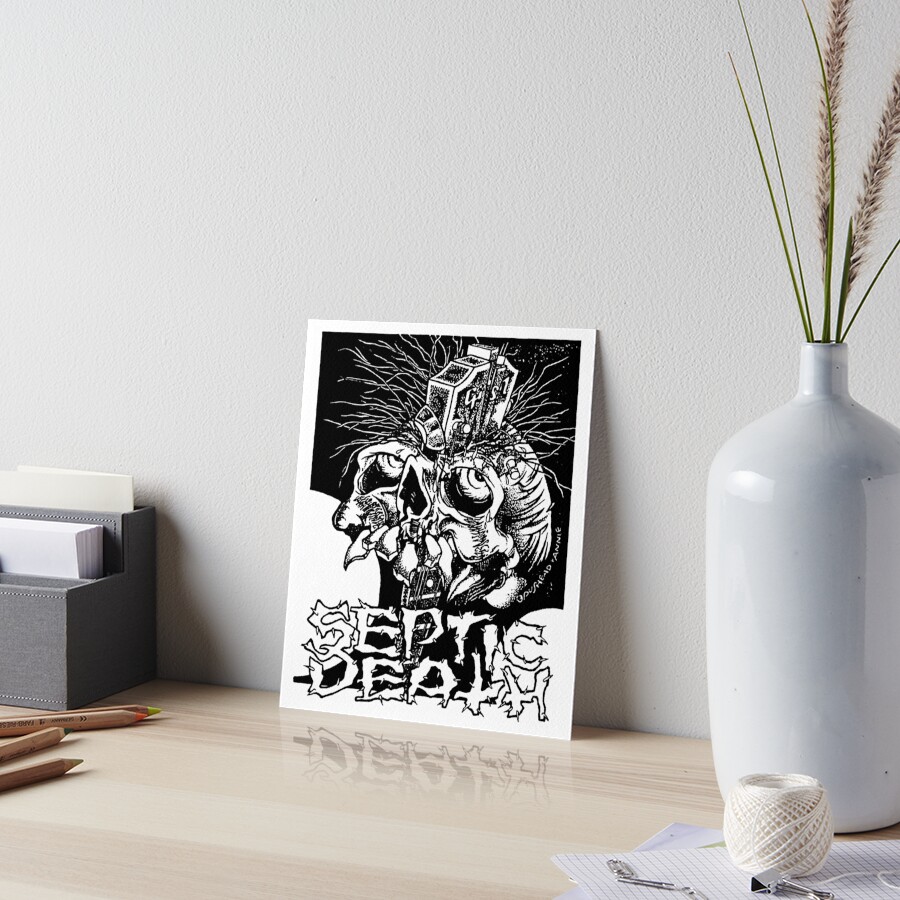 "Pushead Septic Death Alt 2 black and white" Art Board Print by ...