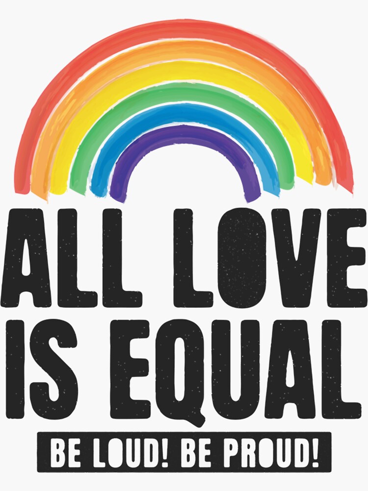"All Love Is Equal LGBTQ PRIDE MONTH Retro Watercolor Rainbow " Sticker ...