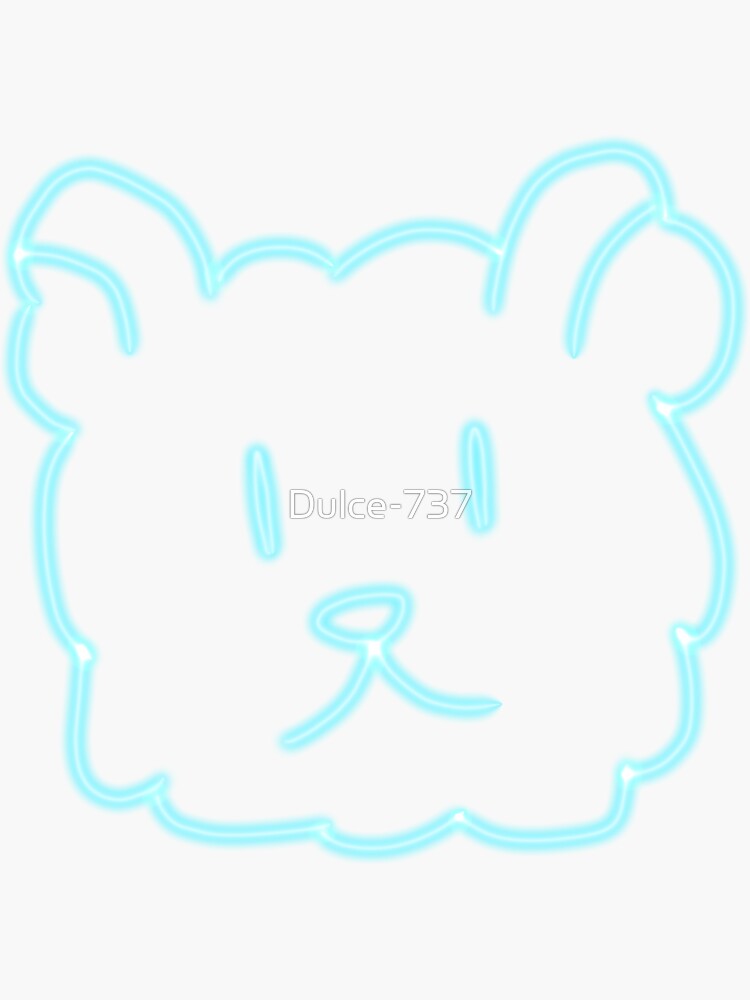 "Neon Cyan Teddy Bear Illustration" Sticker for Sale by Dulce-737 ...