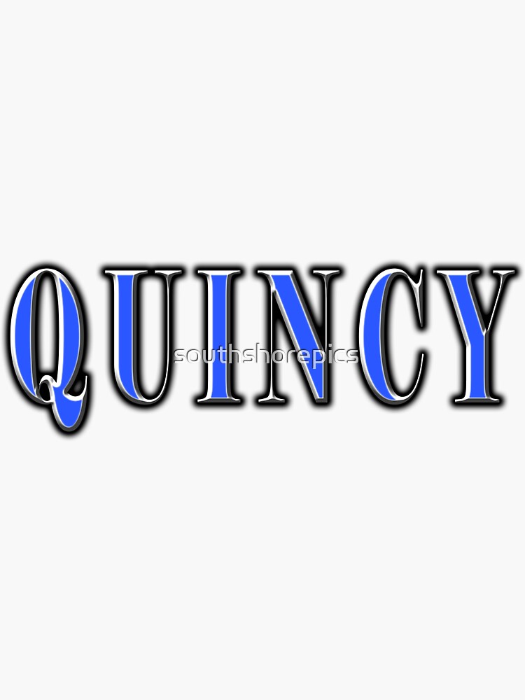 "Quincy Lettering - Blue, Black, and White Colors" Sticker for Sale by ...