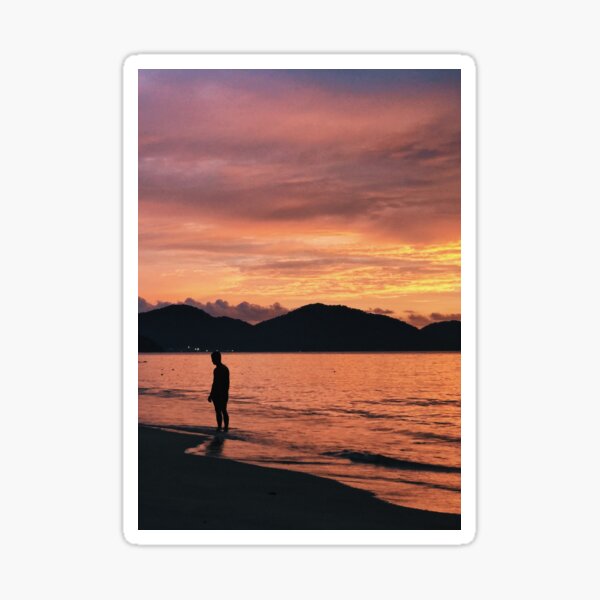 "Beach sunset" Sticker for Sale by FigureAndFold | Redbubble