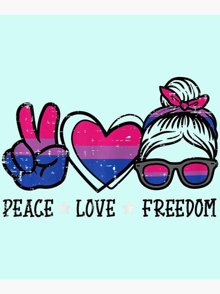 "Womens Peace Love Freedom Bisexual Girl Bi Pride Flag Lgbtq Women ...