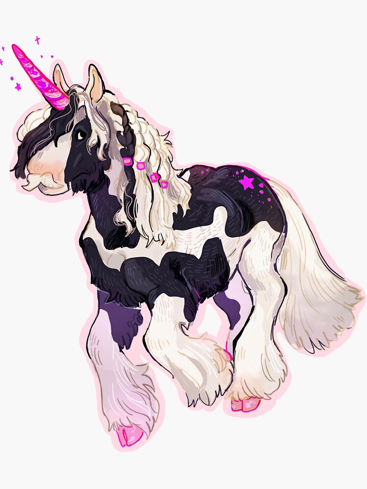 "Unusual Unicorn Gypsy Vanner" Sticker for Sale by BananaBear16 | Redbubble