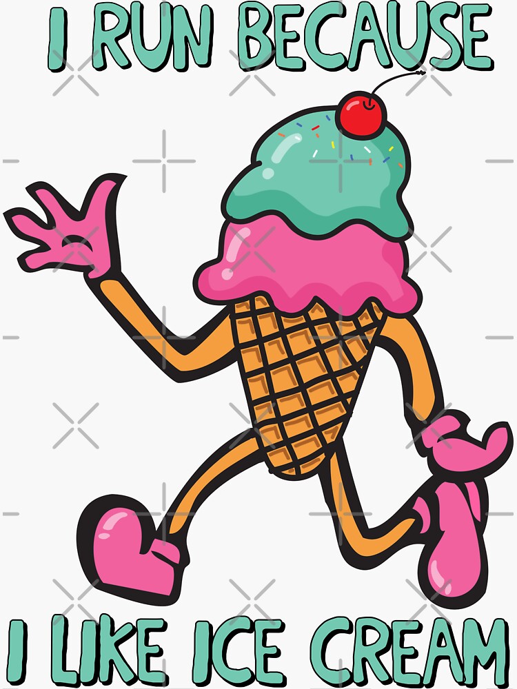 Pegatina «Corro porque me gusta el helado | Me gusta mucho el helado ...