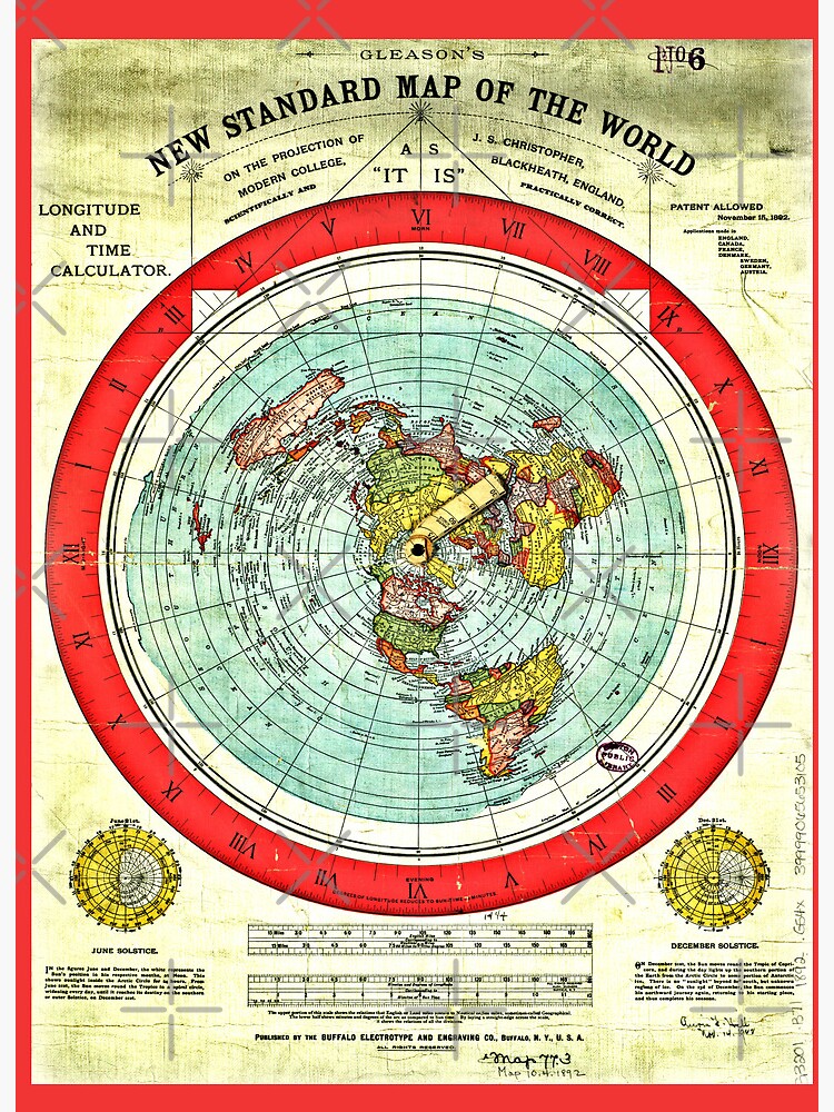 "Gleason 1892 Flat Earth Map | Research Flat Earth" Art Board Print for ...