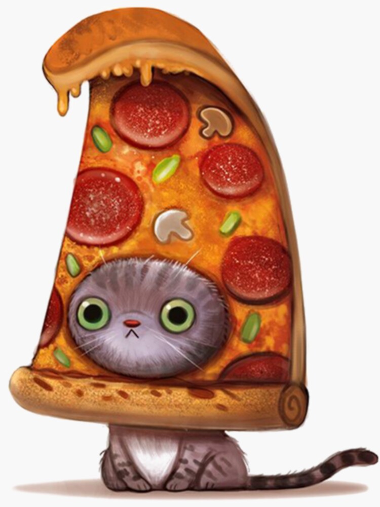 "Pizza Cat Hoodie - Cute Breaded Internet Meme Kitten" Sticker for Sale ...