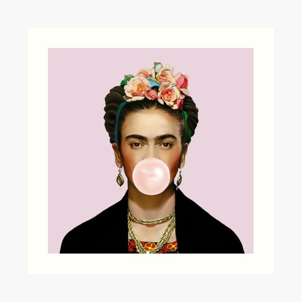 "Frida Kahlo Blowing Pink Bubble gum" Art Print for Sale by Artyblender ...