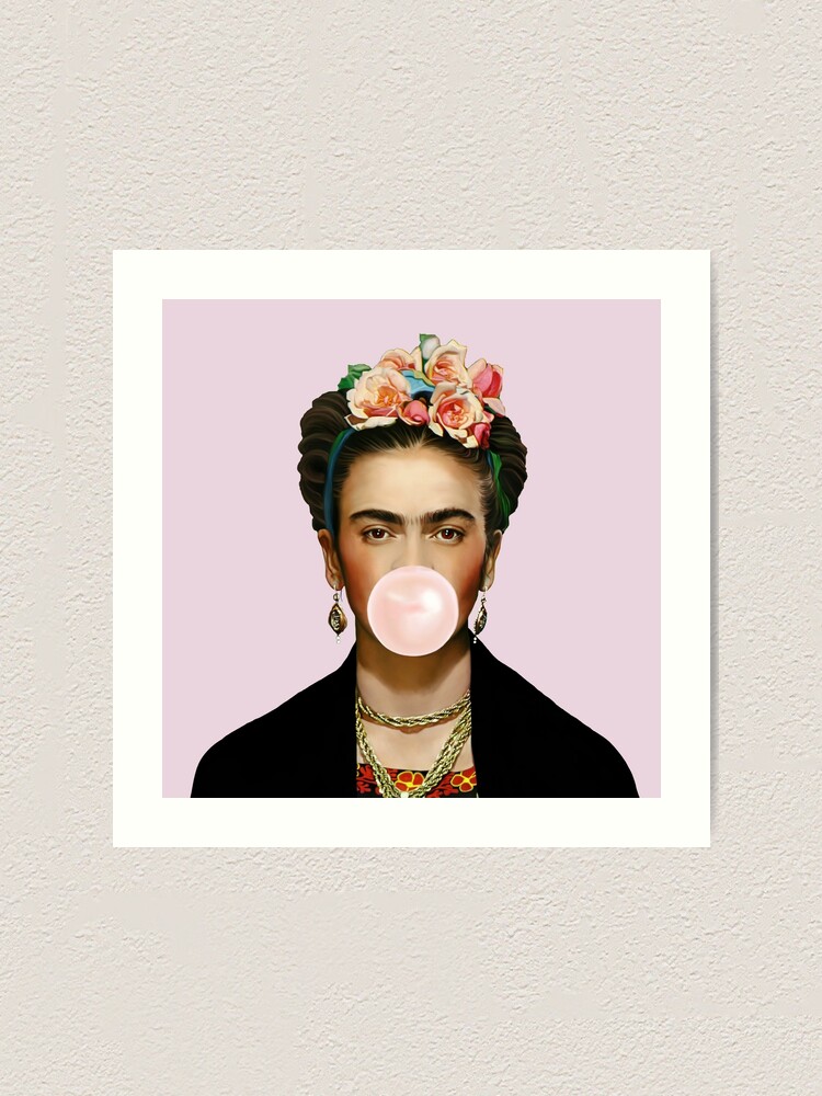 "Frida Kahlo Blowing Pink Bubble gum" Art Print for Sale by Artyblender ...