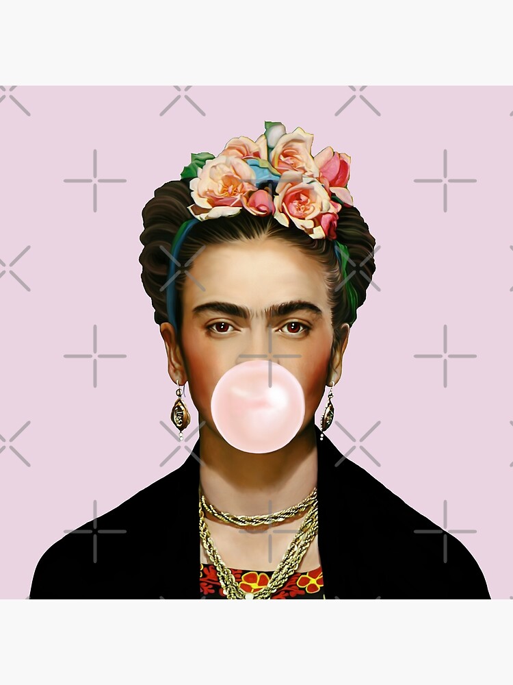 "Frida Kahlo Blowing Pink Bubble gum" Art Print for Sale by Artyblender ...