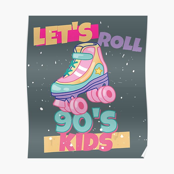 "90S 1990 Roller Skate Retro Skater Vintage Costume Party" Poster for ...