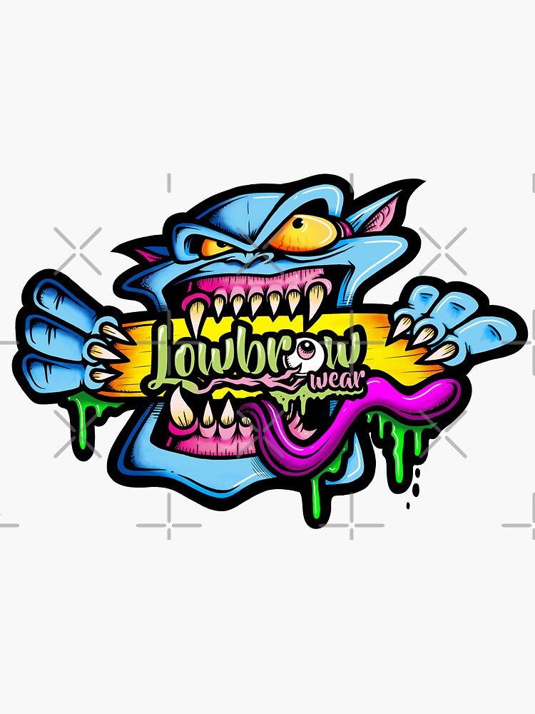"LOWBROW MONSTER" Sticker for Sale by Lowbrowwear | Redbubble
