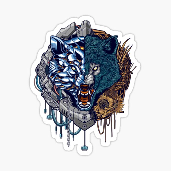 "Robot T-ShirtWolf Cyborg" Sticker for Sale by GaranolHacler | Redbubble