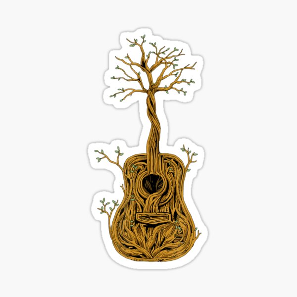 "Acoustic Guitar Music Player Tree Of Life Nature Guitarist" Sticker ...