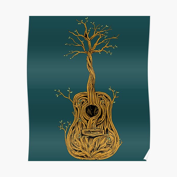 "Acoustic Guitar Tree Of Life Guitar Player Nature Guitarist" Poster ...