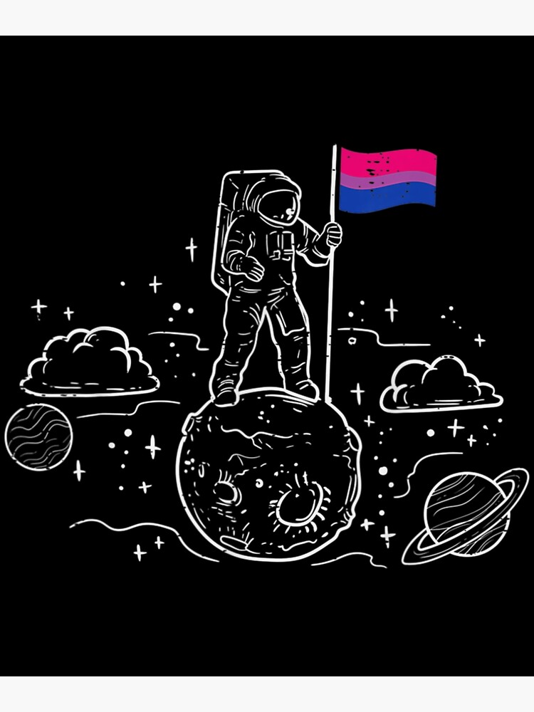 "Astronaut Moon Bisexual Flag Space Lgbtq Gay Pride Ally Bi" Art Print ...