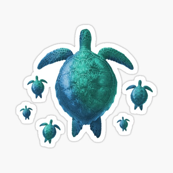 "Sea Turtles Green and Blue" Sticker for Sale by Dchapo | Redbubble
