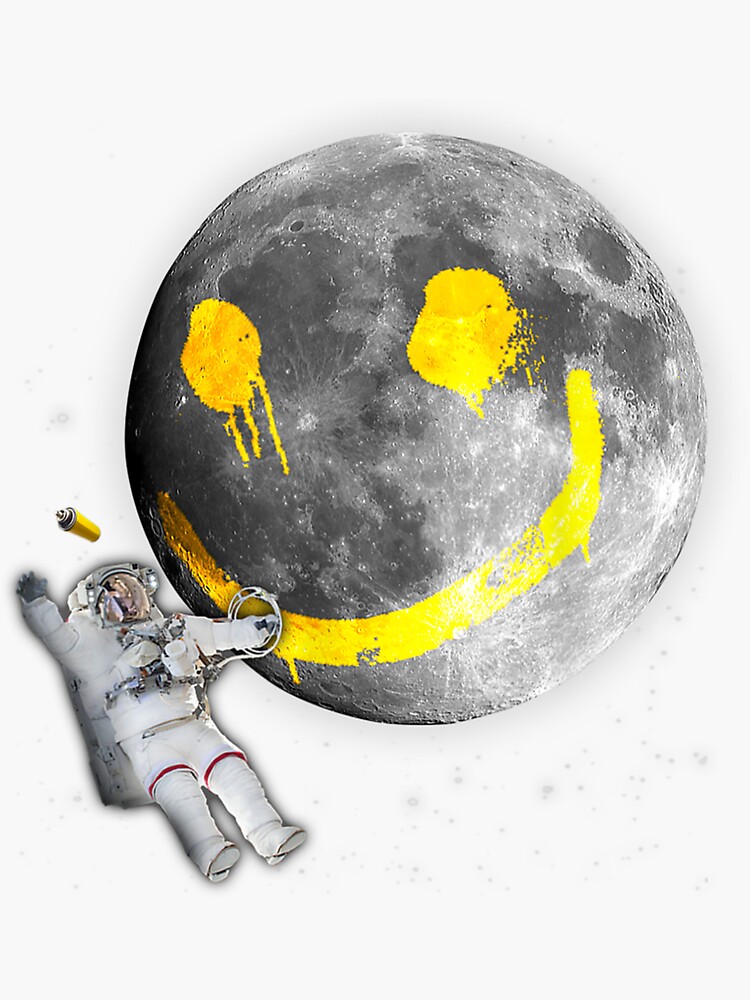 "Happy Face Moon Graffiti" Astronaut Space Nerd" Sticker for Sale by ...