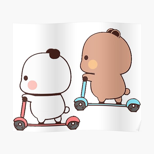 "Cute Bubu And Dudu Are Playing Scooter Together" Poster for Sale by gingersweet | Redbubble
