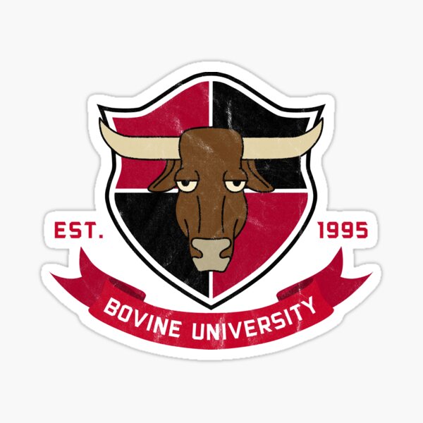 "Bovine University Logo Sticker" Sticker for Sale by Amethyste28 ...