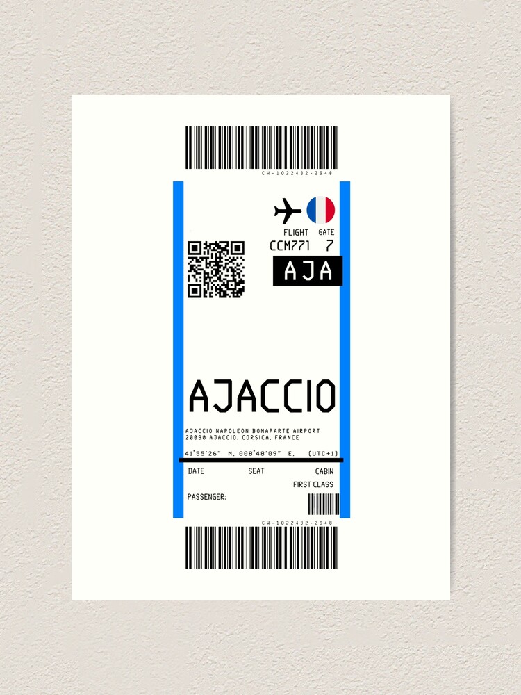 "Ajaccio Napoleon Bonaparte Airport (AJA) Boarding Pass rickrolled" Art ...