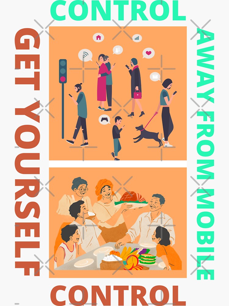 "mobile phone addiction" Sticker for Sale by Babytopia | Redbubble