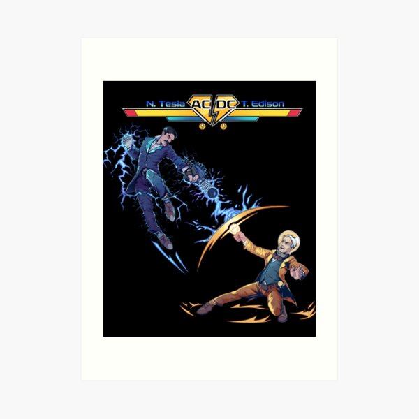 "Nikola Tesla Vs. Thomas Edison - ACDC - Elon Musk " Art Print for Sale ...